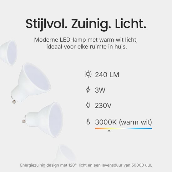LED line LED Spot GU10 - 3W (vervangt 20W) - 240lm - Ø50mm - 230V ...