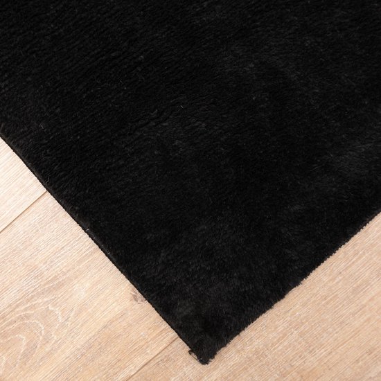 Zwart Tapijt Wasbaar Laagpolig Vloerkleed met Anti Slip Koho Soft ...