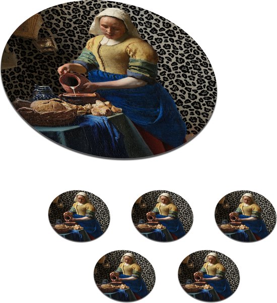 Onderzetters voor glazen - Rond - Melkmeisje - Kunst - Panterprint - Vermeer -... | bol