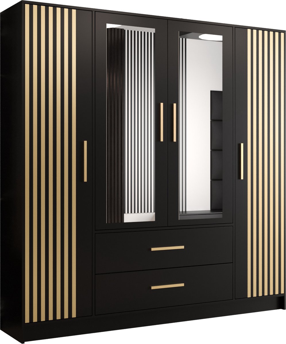 InspireMe- Armoire, Armoire de chambre avec miroir | 4 portes ouvrantes ...