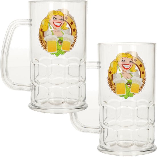 Set van 4x stuks bierfeest/Oktoberfest bierpul/bierglas plastic 400 ml - Plastic... | bol