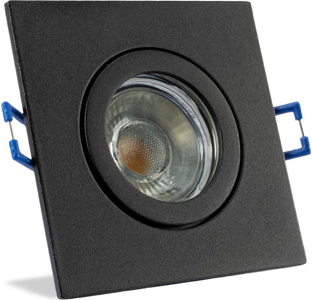 IP44 Platte LED inbouwspot Sutton - badkamer of buiten - Vierkante spot - Zwart -... | bol.com