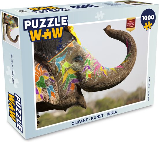 Puzzel Olifant - Kunst - India - Legpuzzel - Puzzel 1000 stukjes ...