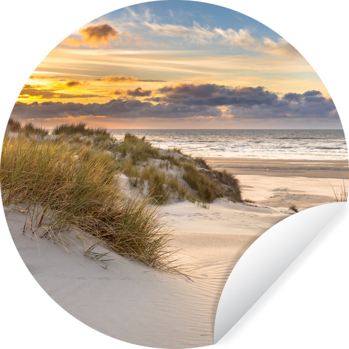 WallCircle - Behangcirkel - Zelfklevend behang - Strand - Zee - Zon - Duin -... | bol.com