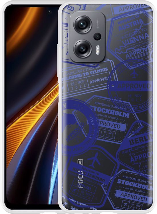 Poco X4 GT Hoesje Paspoort Stempels - Designed by Cazy | bol