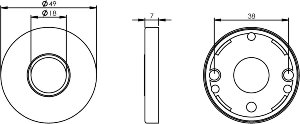 Intersteel ronde rozetten - verdekt - kunststof onderrozet - mat zwart ...
