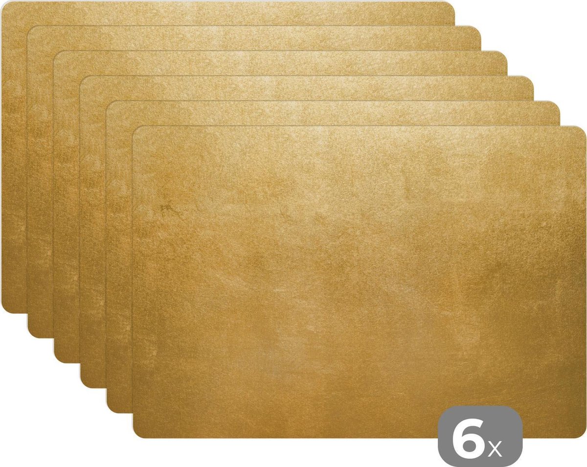 Placemat - Placemats kunststof - Gouden achtergrond - 45x30 cm - 6 ...