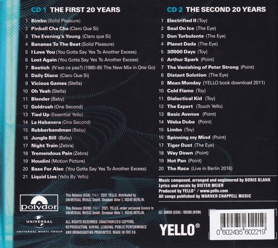 Yello 40 Years - 2CD met Oh Yeah, The Race en I Love You | bol