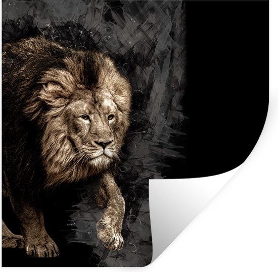 Muurstickers - Sticker Folie - Leeuw - Dieren - Zwart - 100x100 cm - Plakfolie -... | bol