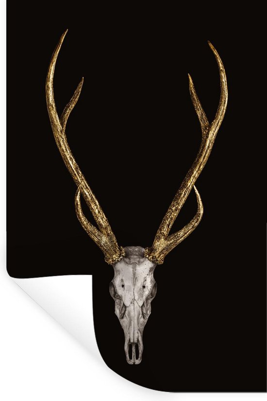 Muurstickers - Sticker Folie - Hert - Schedel - Goud - 80x120 cm ...