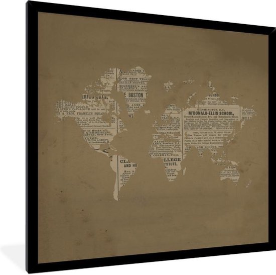 Fotolijst incl. Poster - Wereldkaart - Bruin - Krant - 40x40 cm ... Fotolijst incl. Poster - Wereldkaart - Bruin - Krant - 40x40 cm ...
