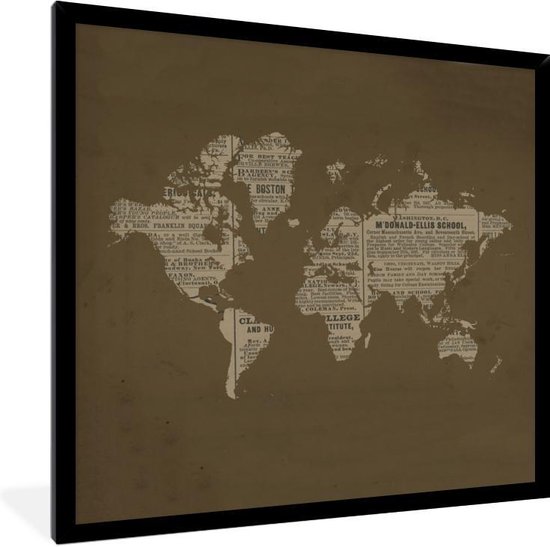 Fotolijst incl. Poster - Wereldkaart - Krant - Bruin - 40x40 cm ... Fotolijst incl. Poster - Wereldkaart - Krant - Bruin - 40x40 cm ...