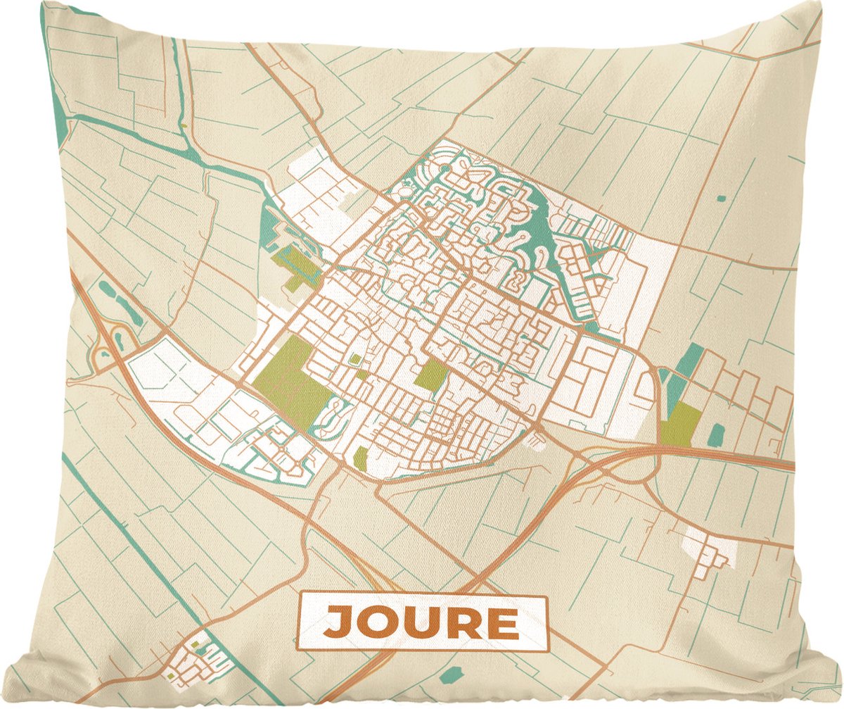 Sierkussen - Plattegrond Joure Vintage - Multicolor - 45 Cm X 45 Cm ...