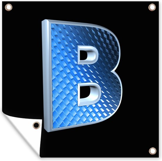 Tuin poster Hoofdletter B in het blauw op zwarte achtergrond - 200x200 ...