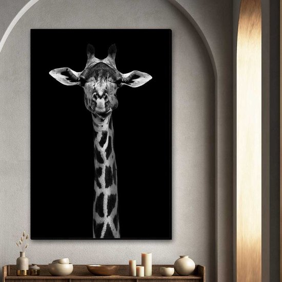 Art Frame - Giraffe portret | 120 x 180cm | Verwisselbaardoek | Zwart ...