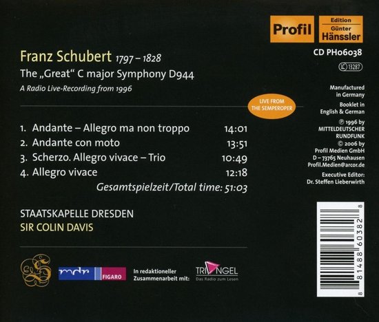 Staatskapelle Dresden, Sir Colin Davis - Schubert: Symphony 9 In C major D944 (CD),... | bol