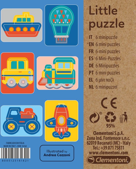 Clementoni Legpuzzels Mini Transport 6-delig, puzzels kinderen | bol