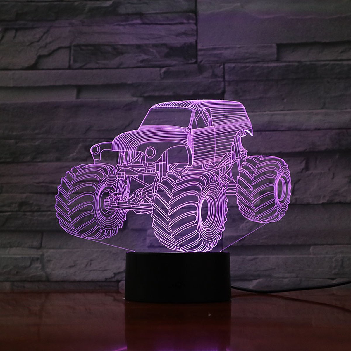 3D Led Lamp Met Gravering - RGB 7 Kleuren - Monster Truck | bol.com