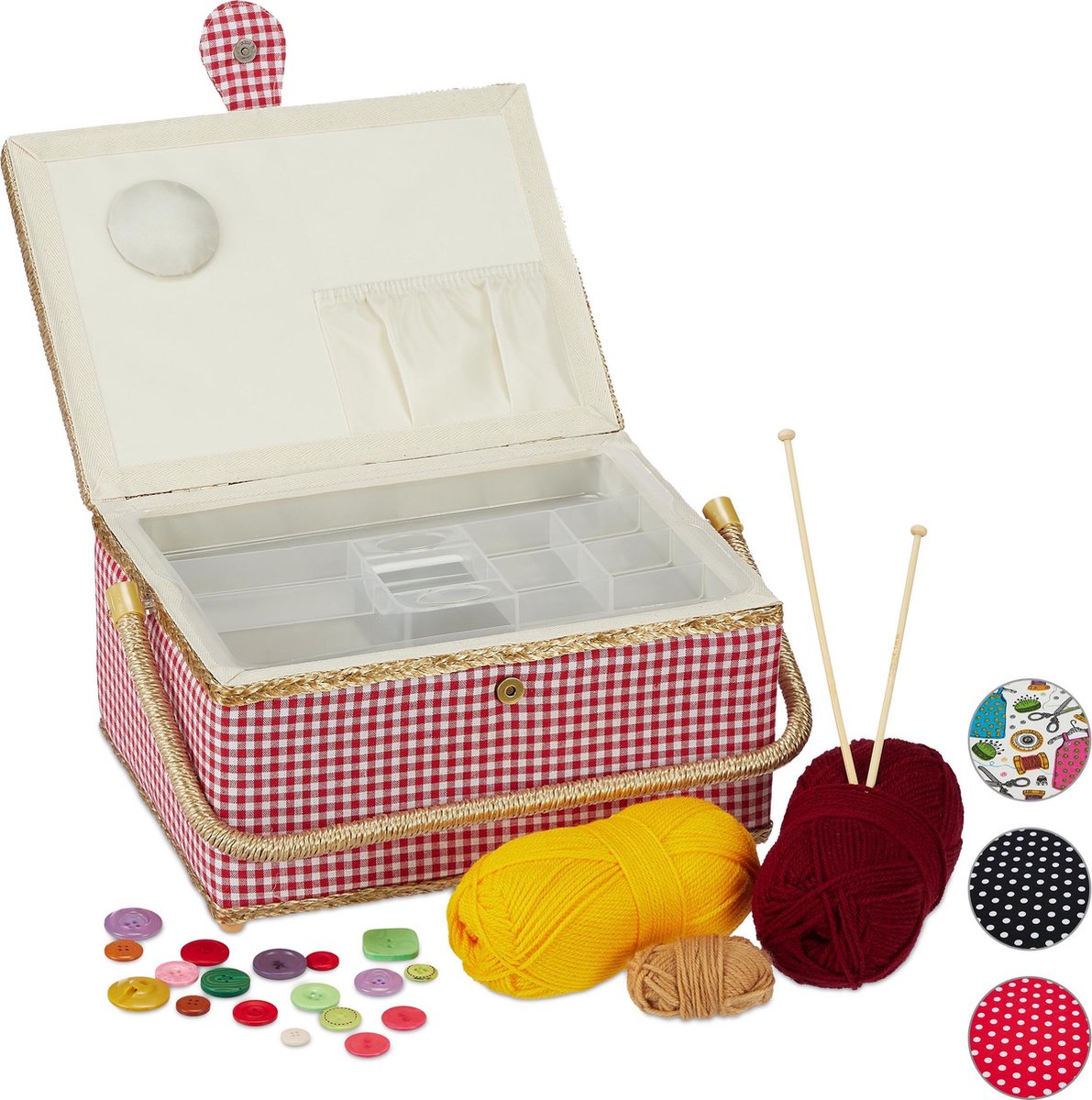 Relaxdays naaidoos opbergbox - naaimand - opbergdoos naaigerei - zonder ...