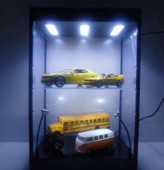 LED Lighted Display Case - 2 Adjustable Shelves - Linkwow Zwart | bol.com