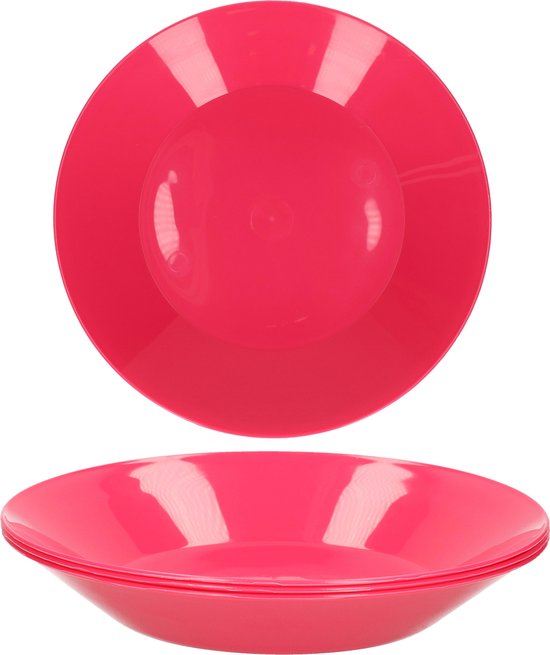 6x stuks ontbijt/diner diepe bordjes hard kunststof 21 cm in het rood ...