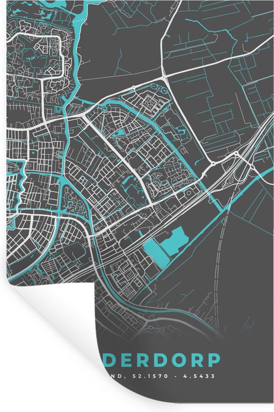 Muurstickers - Stadskaart - Leiderdorp - Kaart - Plattegrond - 20x30 cm ...