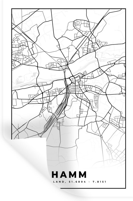 Muurstickers - Plattegrond - Hamm - Stadskaart - Kaart - 40x60 cm ...