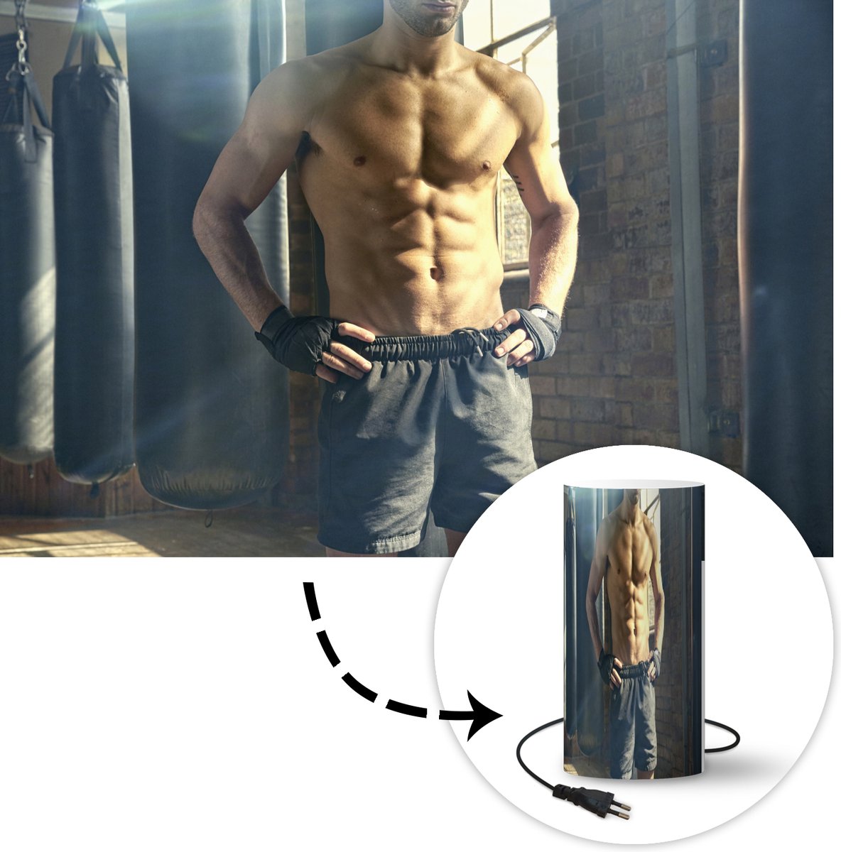 Lampe Hommes musclés - Le corps musclé d'un homme pendant le fitness - 33 cm de haut -... | bol.com