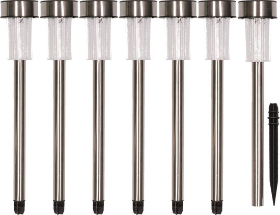 ProGarden Set van 7 RVS solarlampen - Tuinlampen | bol
