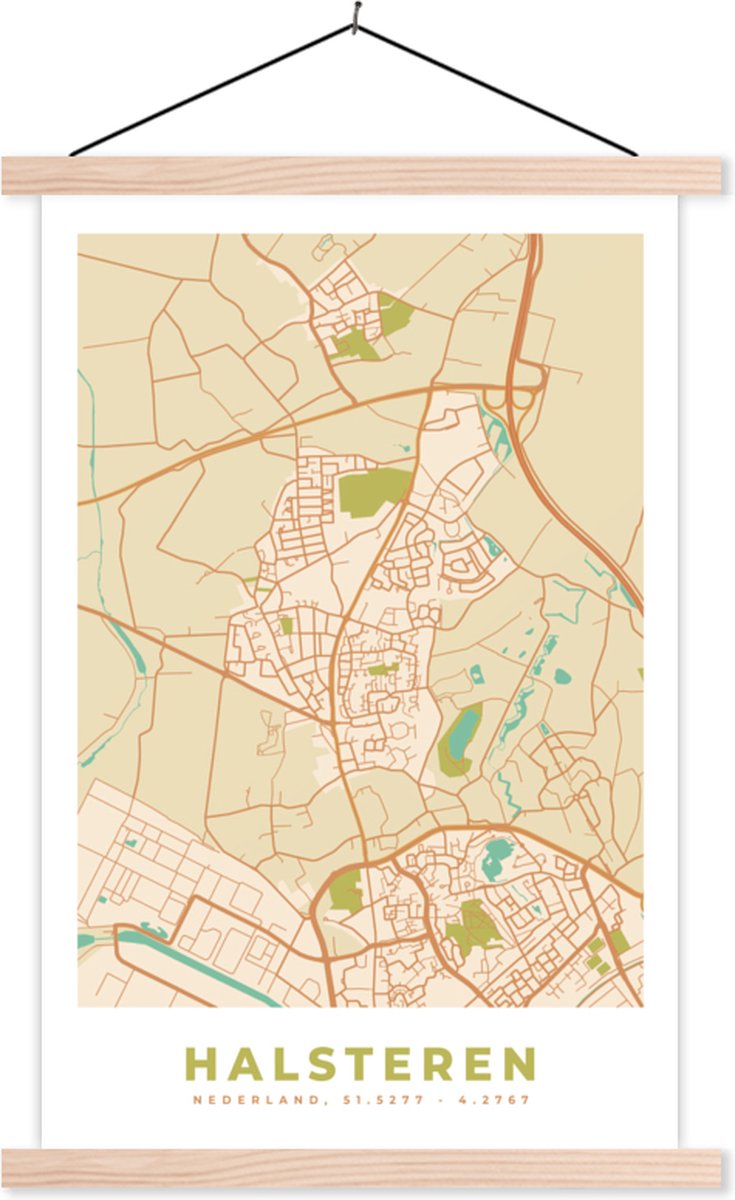 Schoolplaat - Kaart - Halsteren - Plattegrond - Vintage - Stadskaart ...