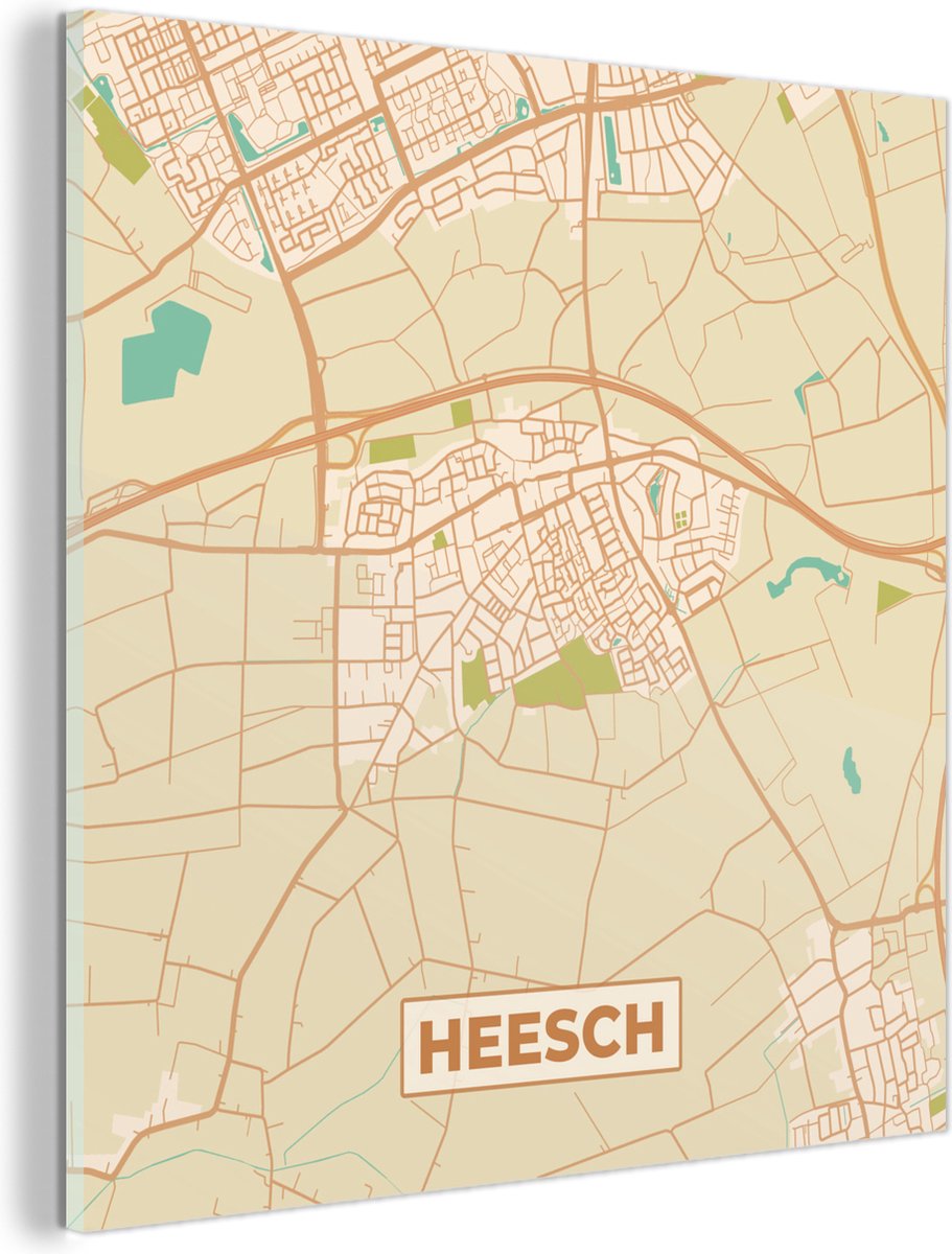 Glasschilderij - Stadskaart - Plattegrond - Heesch - Kaart - Vintage ...