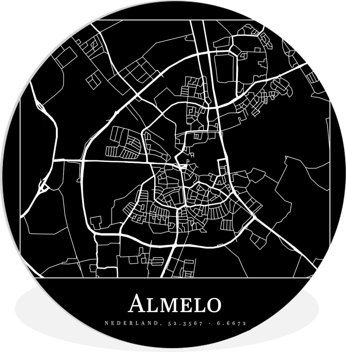 Wall Circle - Wall Circle Indoor - Map - Almelo - City Map - Map - ⌀ 60 ...