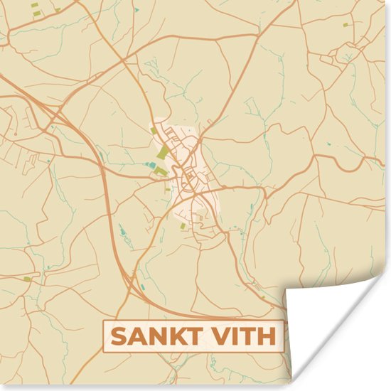 Poster Kaart - Sankt Vith - Stadskaart - België - Plattegrond - 50x50 ...