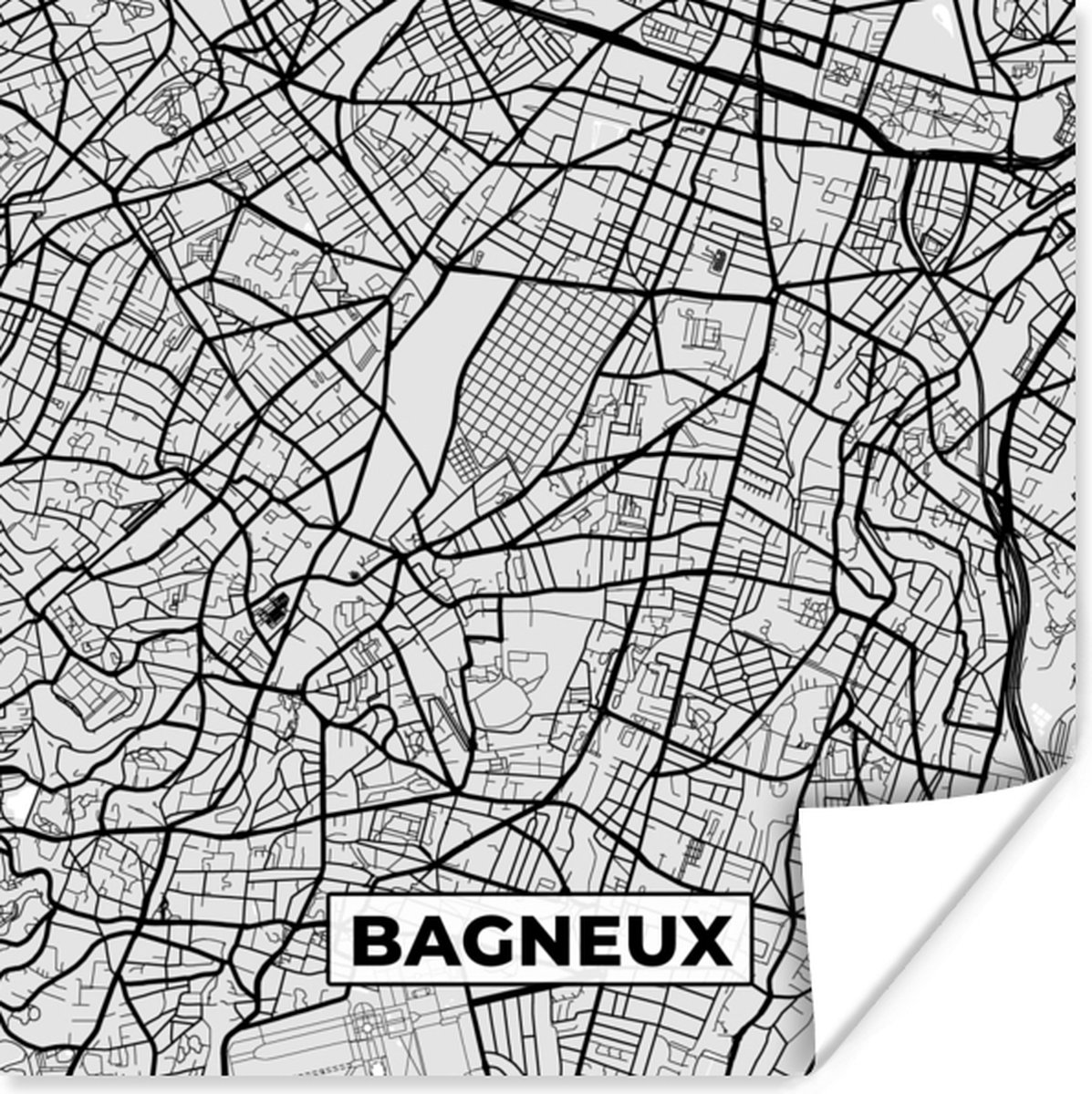 Affiche Plan de ville - France - Carte - Bagneux - Carte - 75x75 cm ...