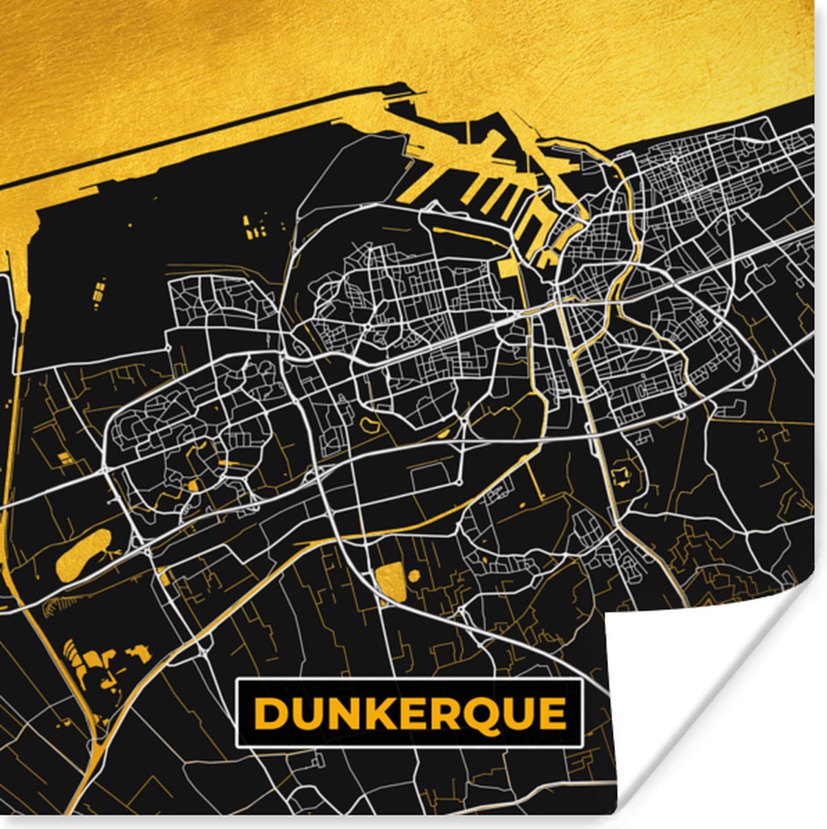 Affiche Plan – Carte – Plan de ville – France – Dunkerque - 100x100 cm ...