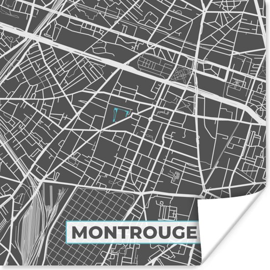 Poster Montrouge - Frankrijk - Plattegrond - Stadskaart - Kaart - 50x50 ...