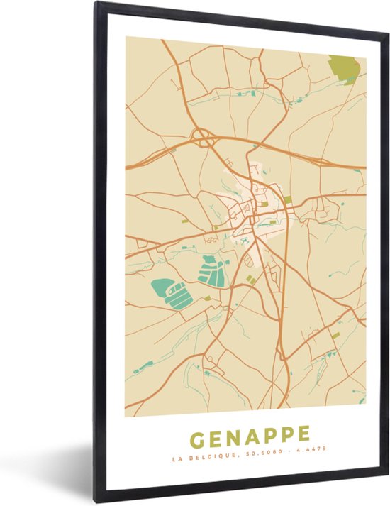 Fotolijst incl. Poster - Kaart - Vintage - Plattegrond - Stadskaart ...