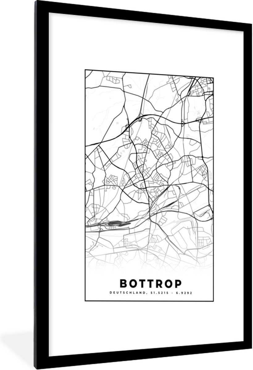 Fotolijst incl. Poster - Bottrop - Plattegrond - Kaart - Stadskaart ...