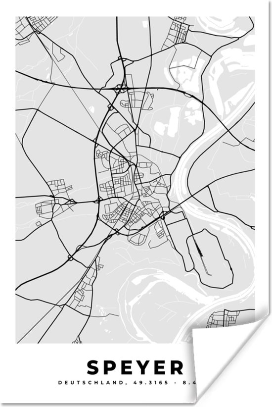 Poster Stadskaart - Duitsland - Kaart - Speyer - Plattegrond - 80x120 ...