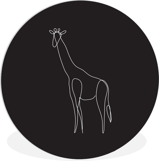WallCircle - Wandcirkel ⌀ 60 - Giraf - Zwart - Wit - Dieren - Ronde ...