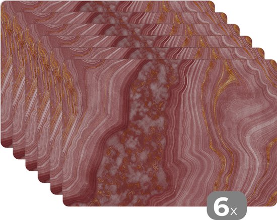 Placemat - Placemats kunststof - 45x30 cm - Roségoud - Agaat ...