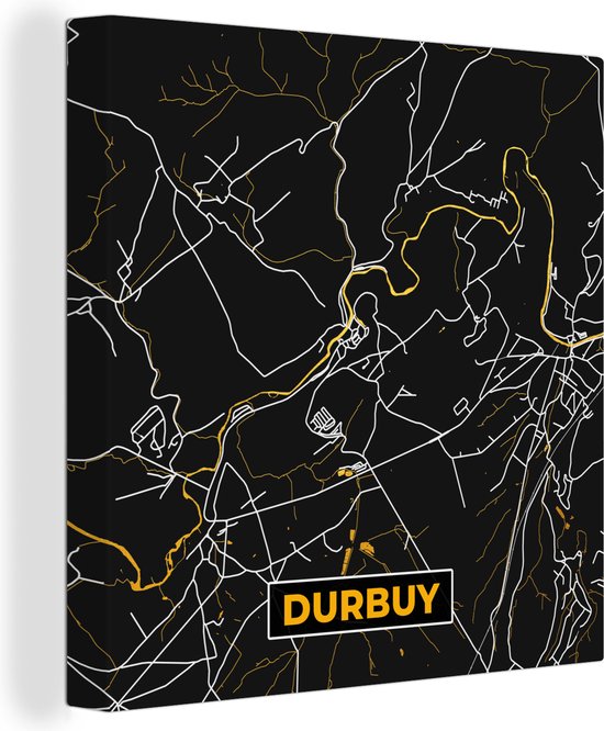 Canvas Schilderij Plattegrond - Durbuy - Kaart - Stadskaart - Goud ...
