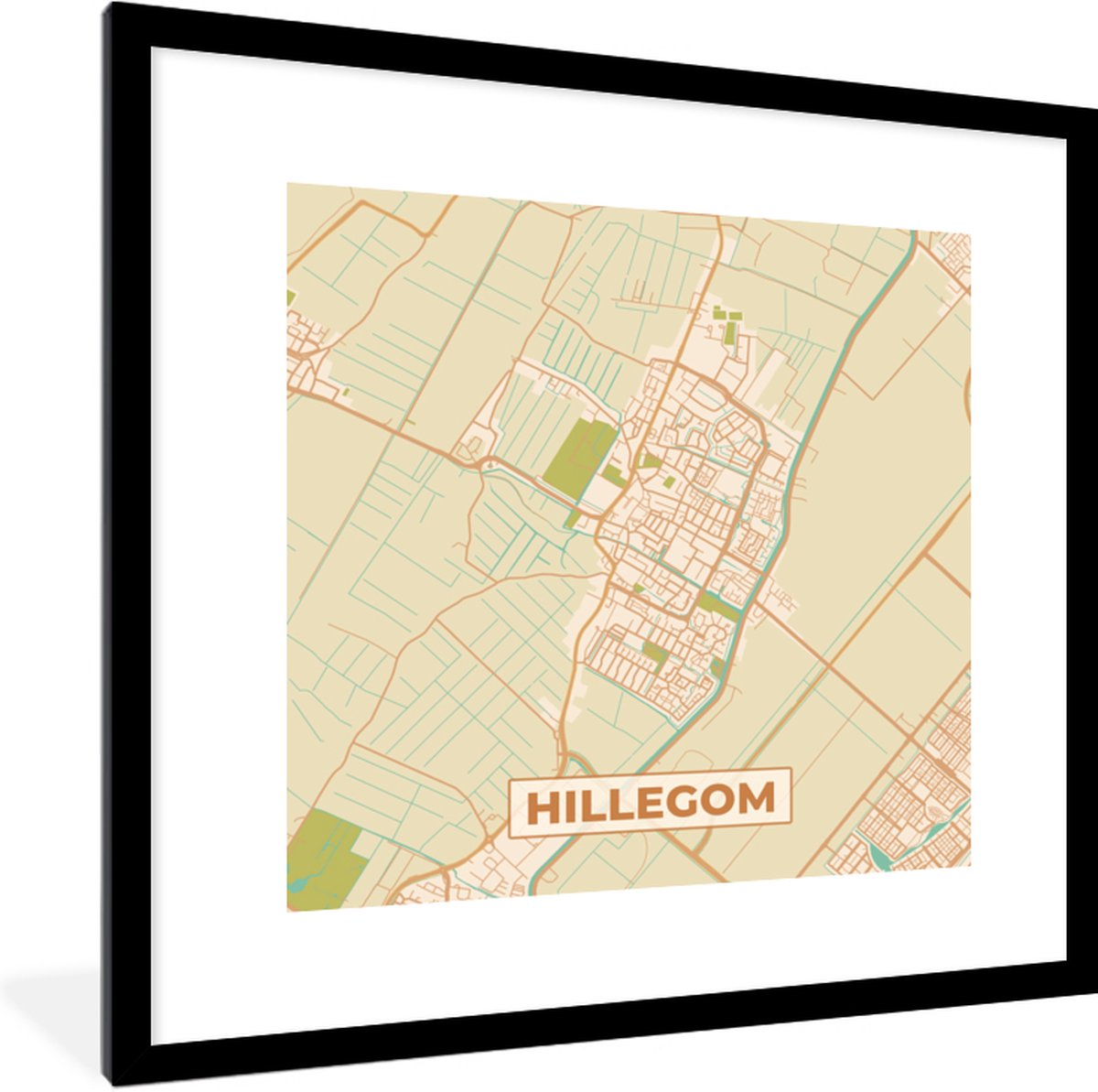 Fotolijst incl. Poster - Hillegom - Kaart - Stadskaart - Plattegrond ...