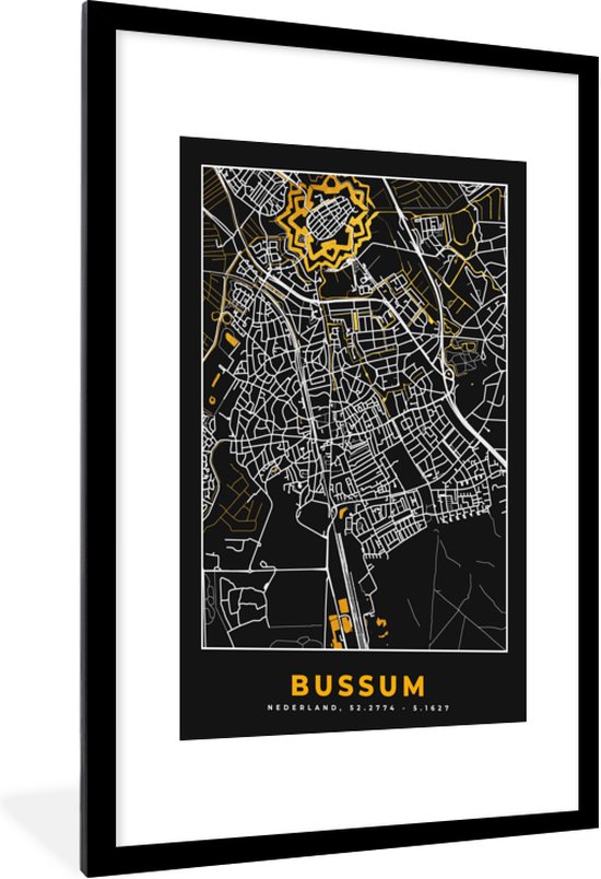 Fotolijst incl. Poster - Bussum - Kaart - Stadskaart - Plattegrond ...