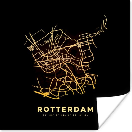 Poster Plattegrond - Kaart - Rotterdam - Stadskaart - 50x50 cm | bol