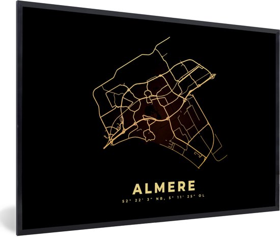 Fotolijst incl. Poster - Plattegrond - Stadskaart - Almere - Kaart ...