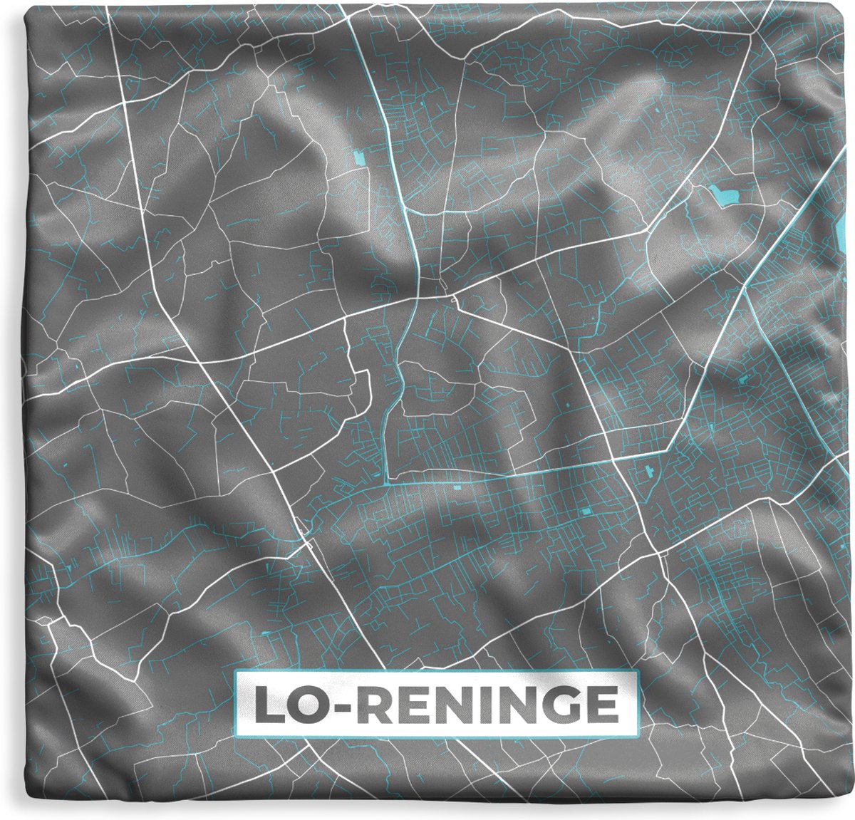 Kussenhoes 45x45 cm - Kaart – Plattegrond – Stadskaart – Lo Reninge ...