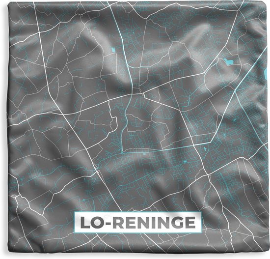 Kussenhoes 45x45 cm - Kaart – Plattegrond – Stadskaart – Lo Reninge ...