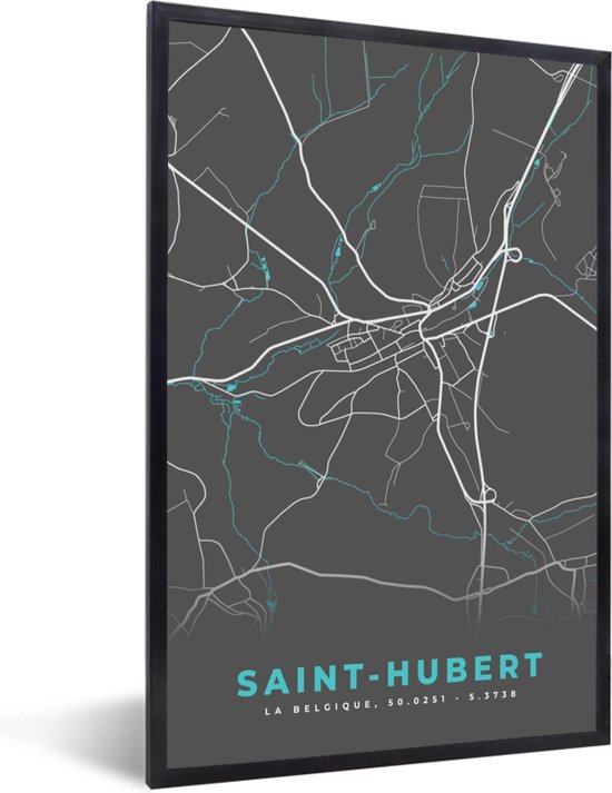 Fotolijst incl. Poster - België – Saint Hubert – Stadskaart – Kaart ...