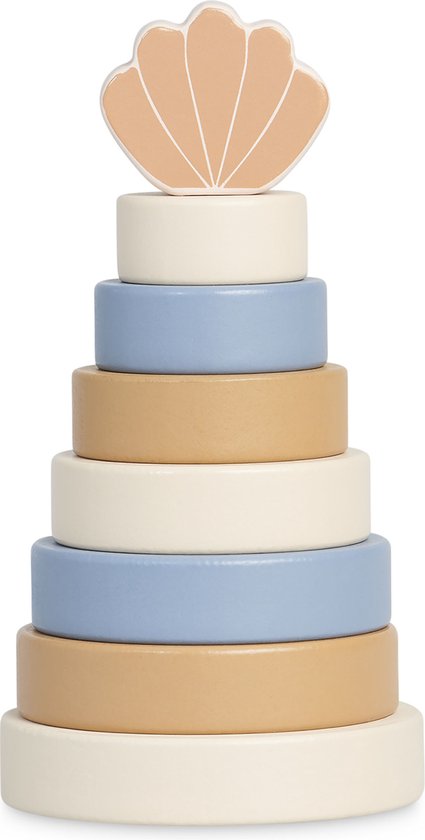 Jollein Houten Stapeltoren - Shell - Blue | bol